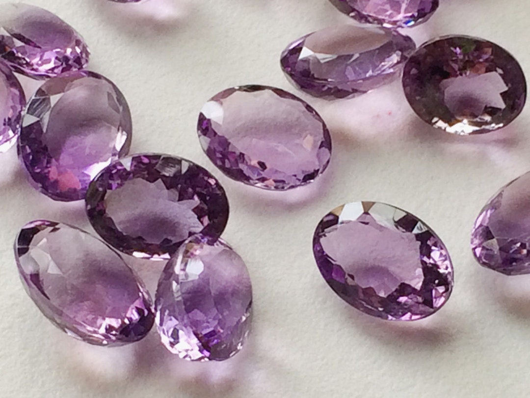 12-15mm Amethyst Cut Stone Lot, Oval Cut Faceted Amethyst, 5 Pieces, 33 ...