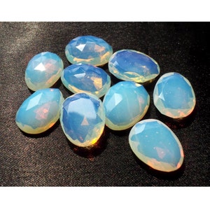 14x18mm to 16x21mm Opal Hydro Quartz Rose Cut, Opalite Rosecut Cabochon ...