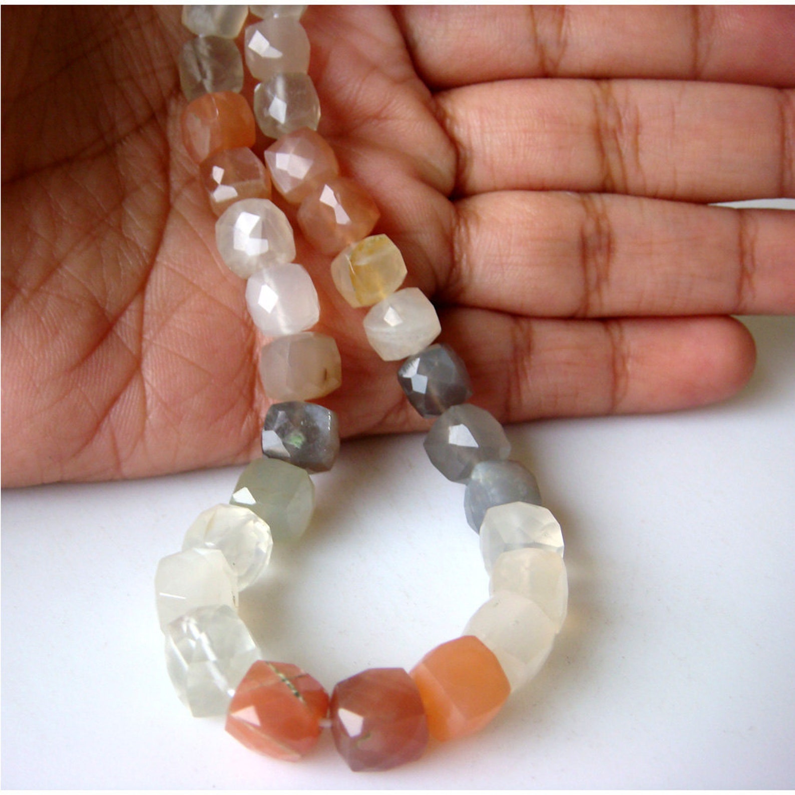 7mm Multi Moonstone Faceted Cubes Multi Moonstone Faceted Box - Etsy