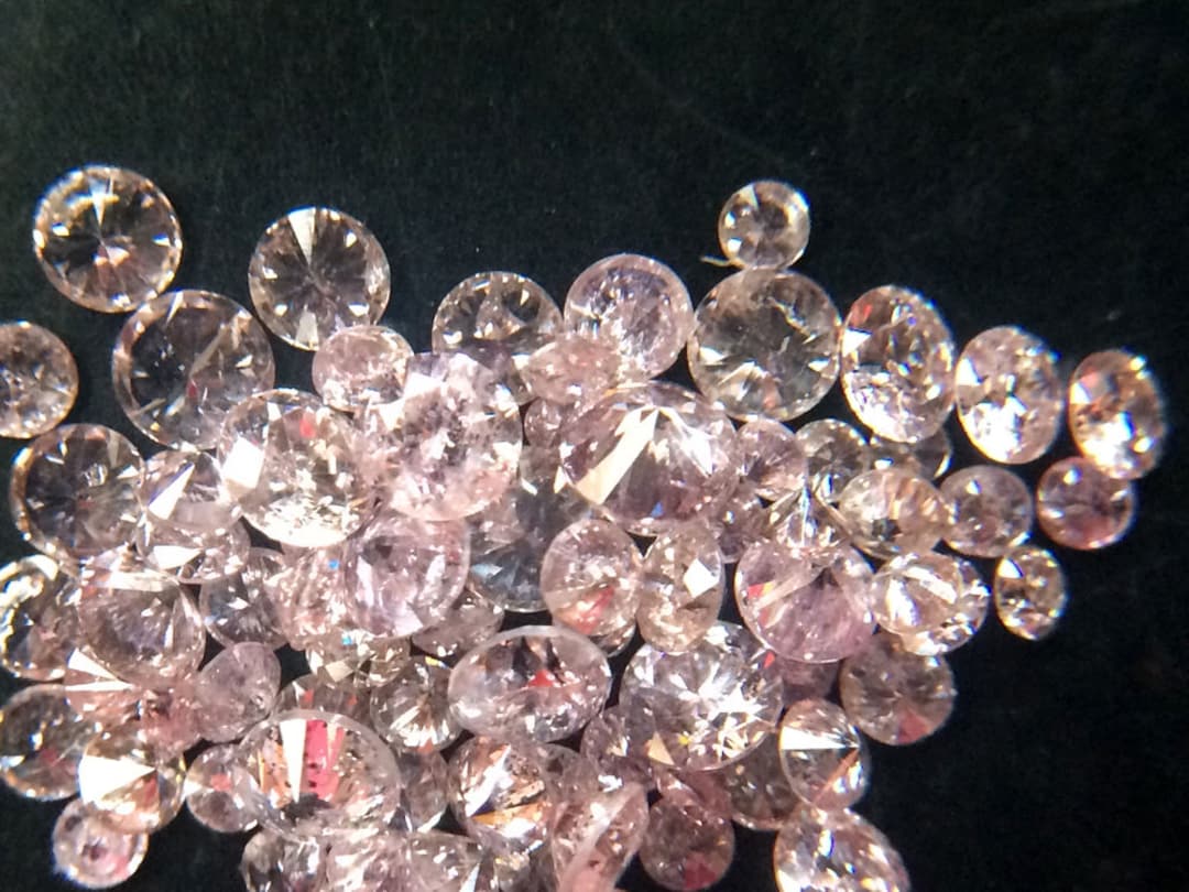 Pink Round Brilliant Cut Melee Diamond, 1mm Tiny Solitaire Diamond ...