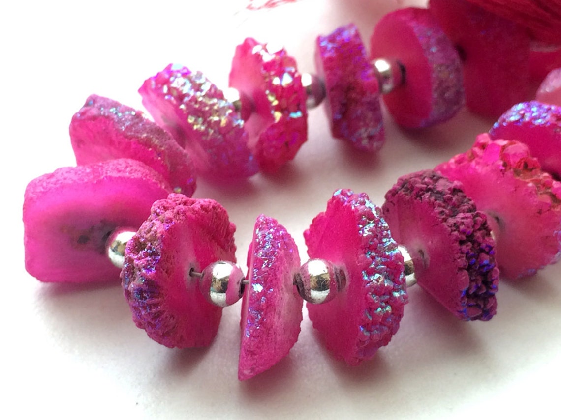 12-15mm Approx Hot Pink Solar Quartz, Rough Solar Quartz Slices, Solar ...