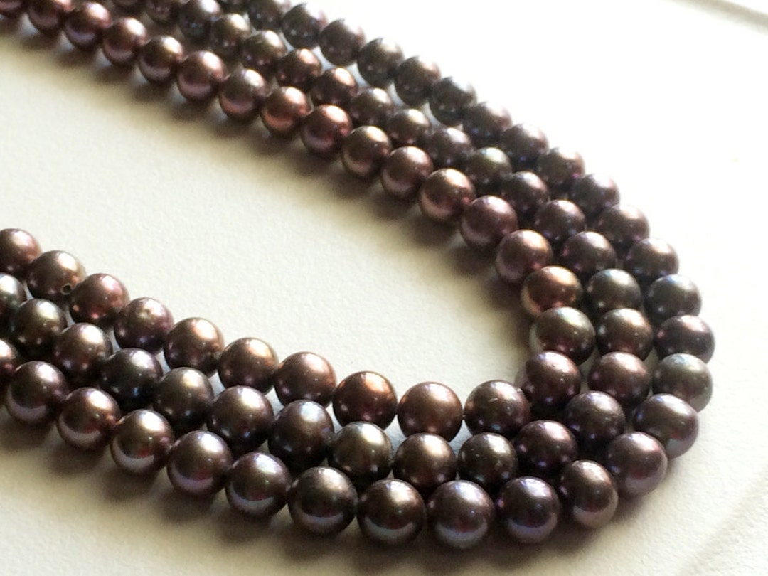 6mm Purple Grey Color Pearls, Natural Fresh Water Round Pearls, Natural ...