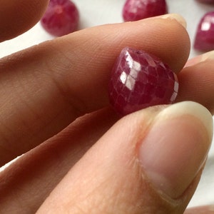 8-12mm Ruby Drilled Drops, Micro Faceted Ruby Tear Drop Beads, Side ...