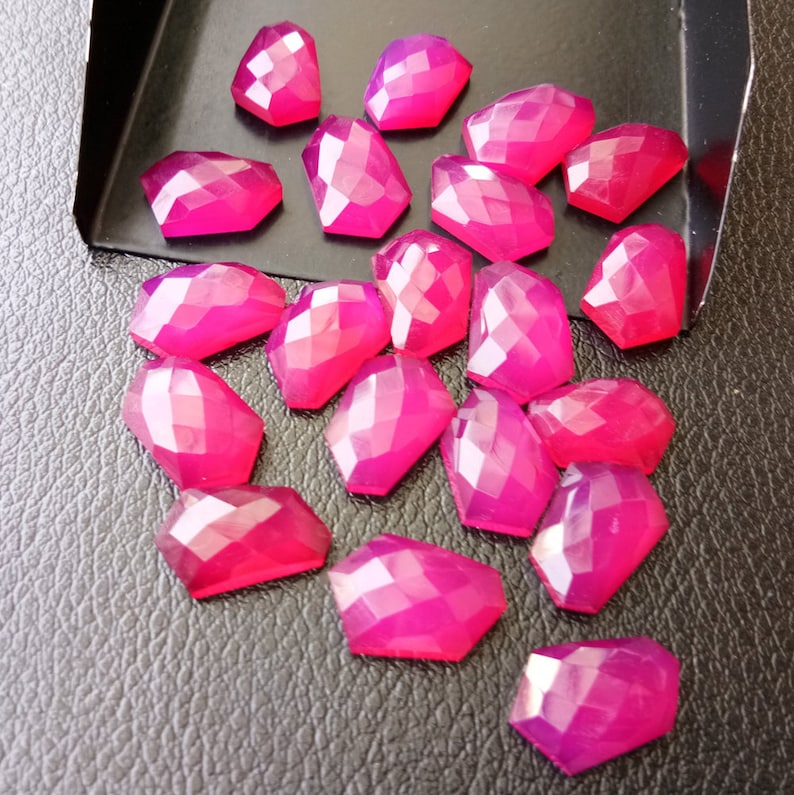 14-15mm Hot Pink Chalcedony Fancy Cabochon, 5 Pcs Hot Pink Chalcedony ...