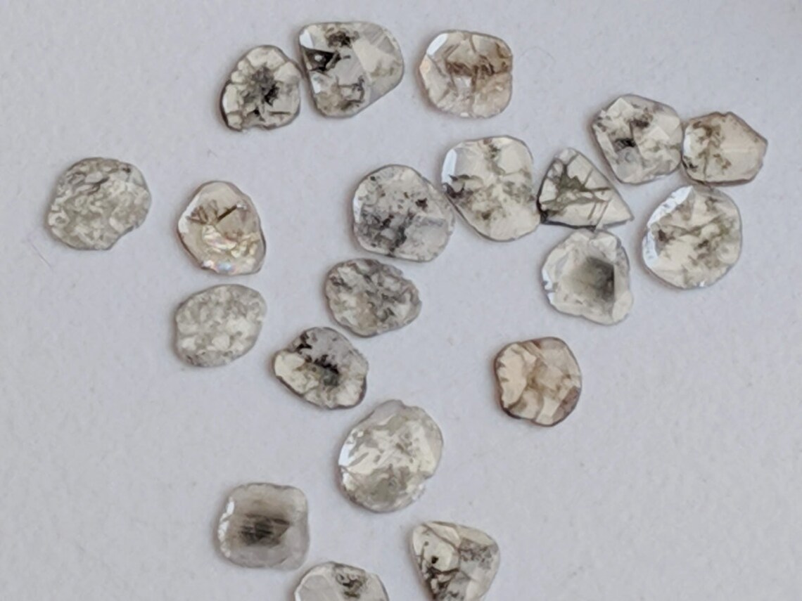 5-6mm Salt and Pepper Diamond Slice, Natural Faceted Salt & Pepper ...