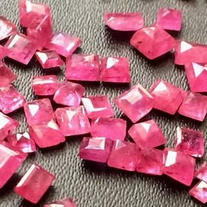 2-4mm Ruby Princess Cut Stones, Natural Loose Ruby Square Gems, Faceted ...