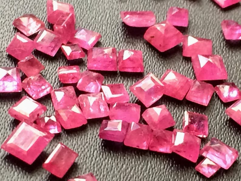 2-4mm Ruby Princess Cut Stones Natural Loose Ruby Square | Etsy