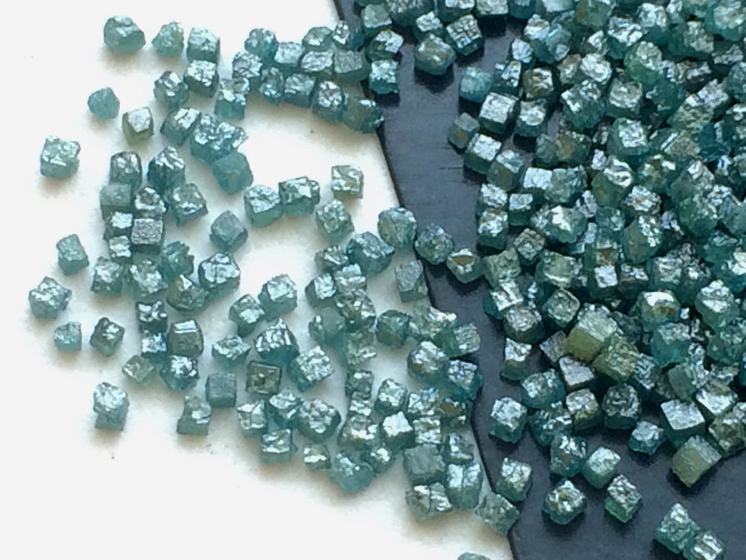 1-2mm Blue Perfect Cube Rough Diamonds, Tiny Undrilled Natural Blue Raw ...