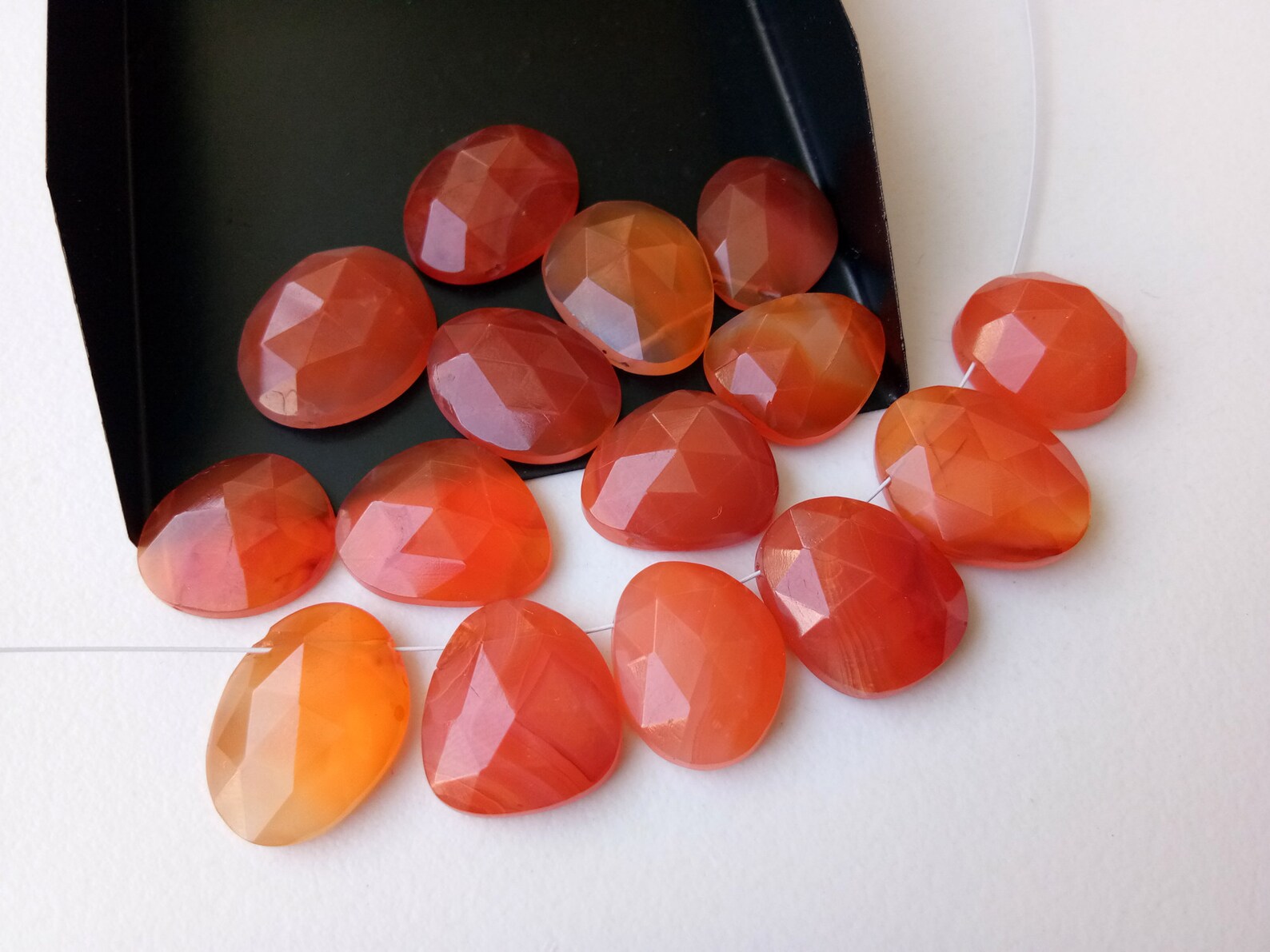 13.5-16mm Carnelian Rose Cut Cabochons, Drilled Carnelian Free Form ...