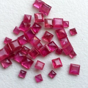 2-3.5mm Ruby Mozambique Princess Cut Stone, Natural Ruby Faceted Square ...