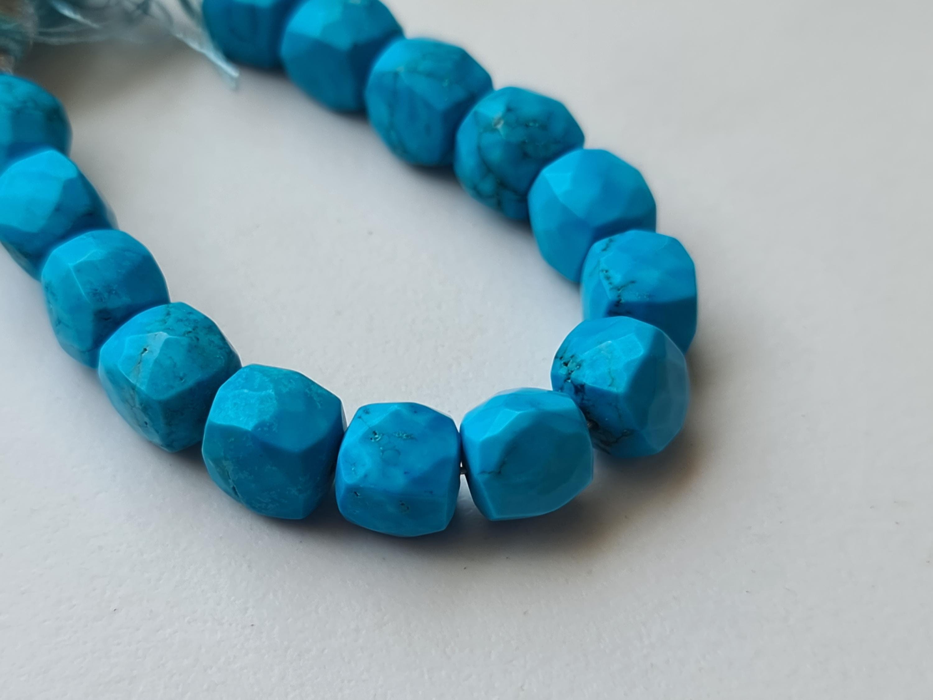 6-8mm Turquoise Faceted Cube Beads, Chinese Turquoise Box Beads ...