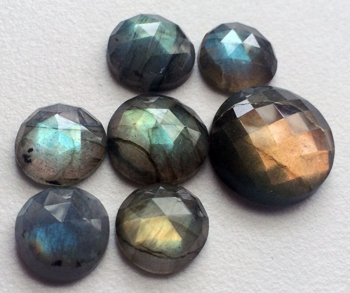 13-15mm Labradorite Rose Cut Round Cabochons Labradorite Flat - Etsy