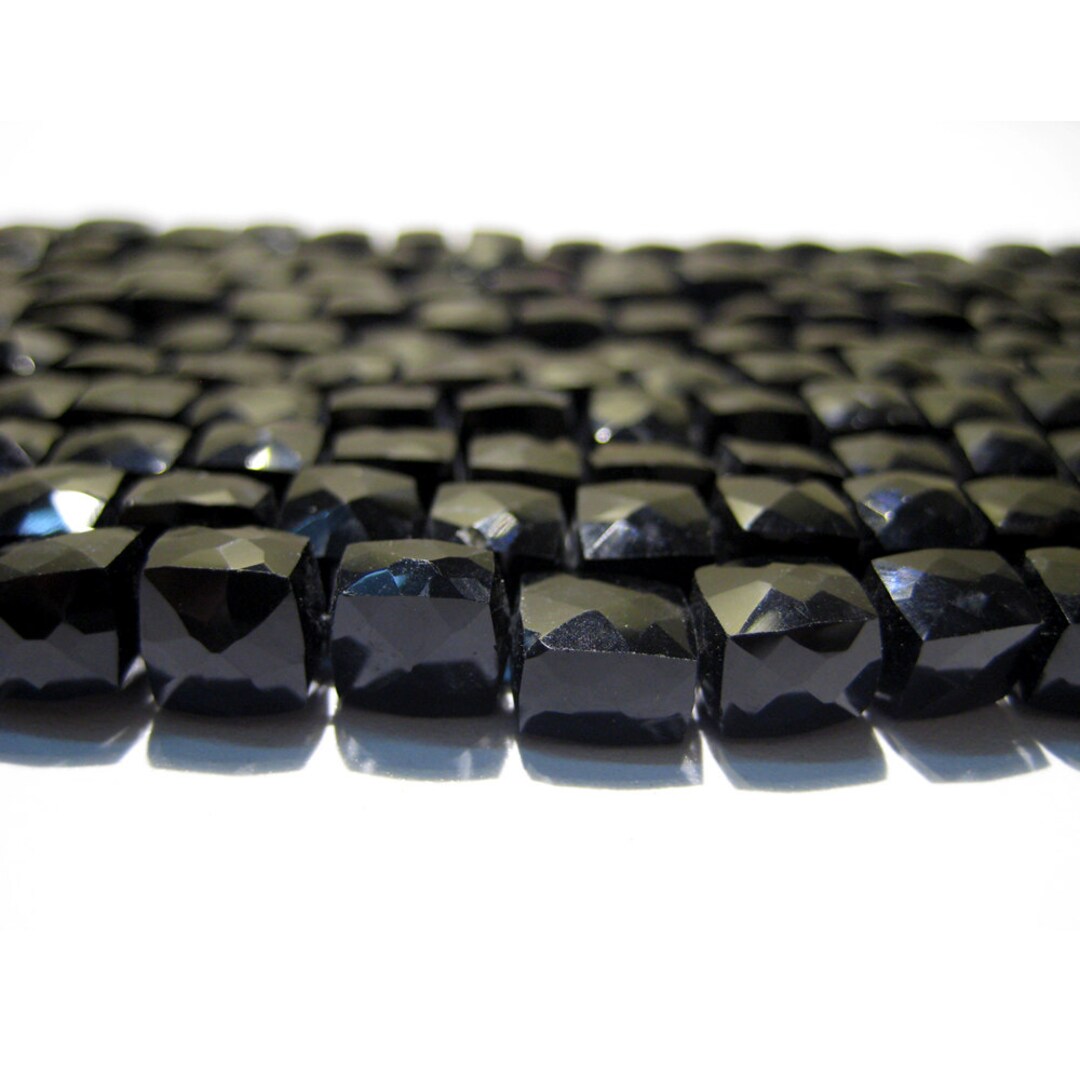 6mm Black Spinel Cube Beads, Natural Black Spinel Faceted Box Beads ...