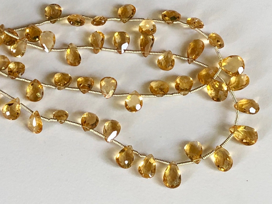 5x7mm 7x9mm Citrine Faceted Pear Beads Natural Citrine | Etsy