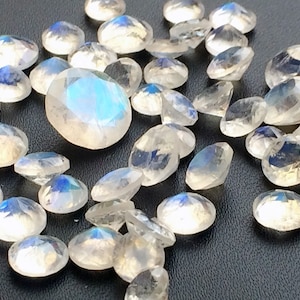 8mm Rainbow Moonstone Faceted Round Cut for Ring, Loose Rainbow ...