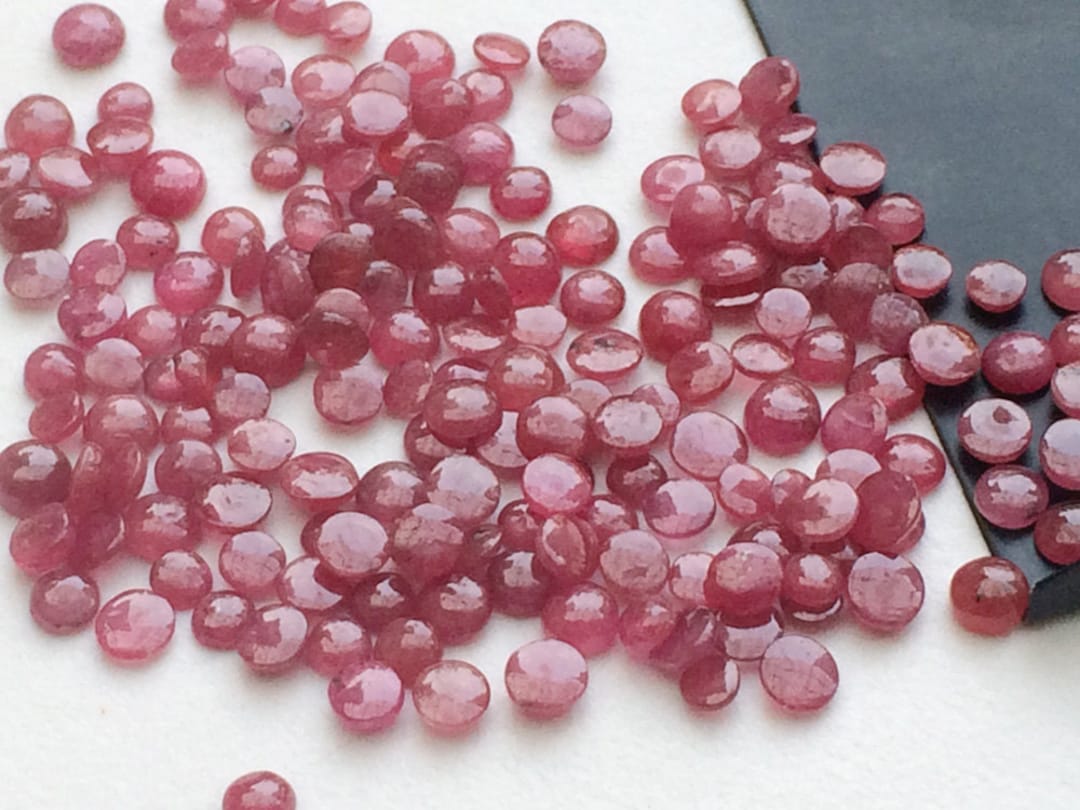 3-5mm Ruby Flat Back Plain Round Cabochons, Round Ruby Cabochons for ...