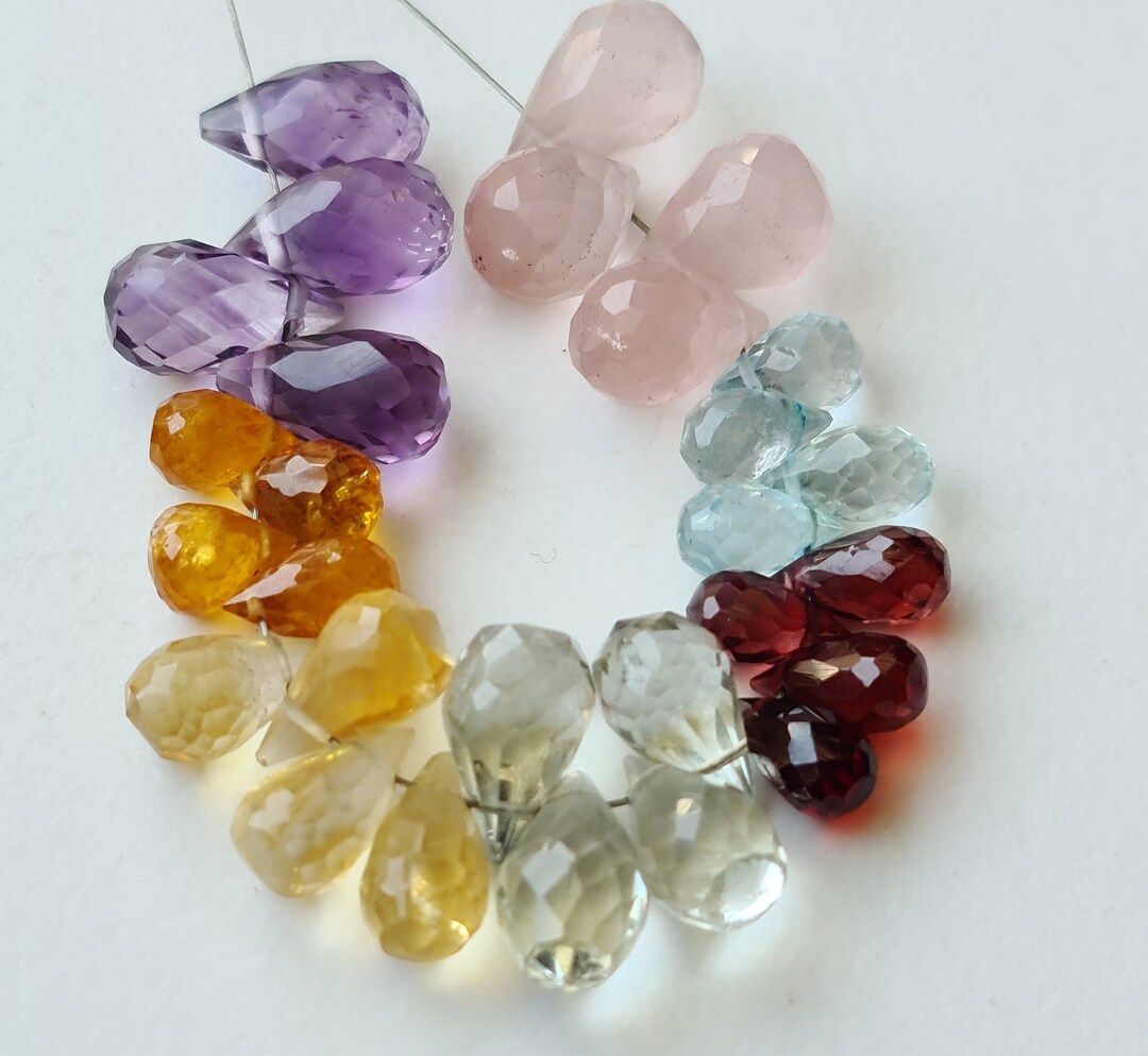 4x6-7x10mm Multi Gemstone Faceted Teardrop Beads, Multi Color Drop ...
