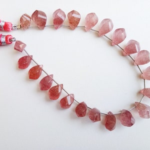 12mm Strawberry Quartz Beads, Natural Strawberry Quartz Faceted Twisted ...