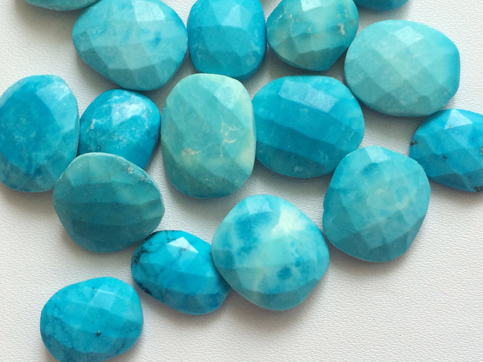 11-17mm Howlite Turquoise Double Side Checker Cut, Turquoise Both Side ...