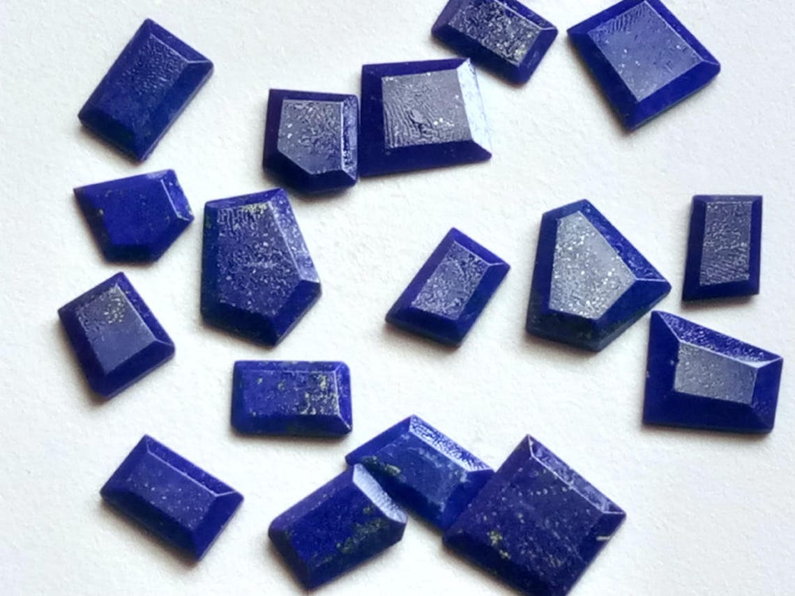 9-15mm Lapis Lazuli Fancy Cut Slices Lapis Faceted Flat Back - Etsy