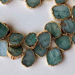 12-13mm Emerald Slice Beads, Electroplated Light Emerald Beads, Emerald ...
