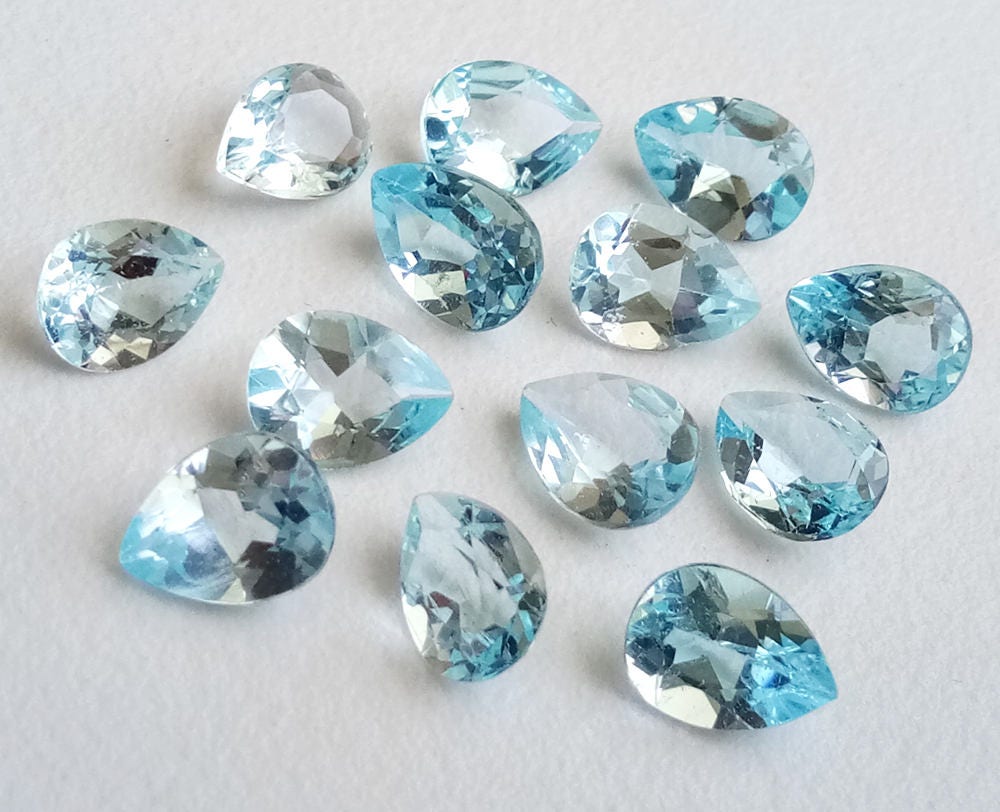 6x8mm Blue Topaz Pear Cut Stone Natural Blue Topaz Full Pear - Etsy