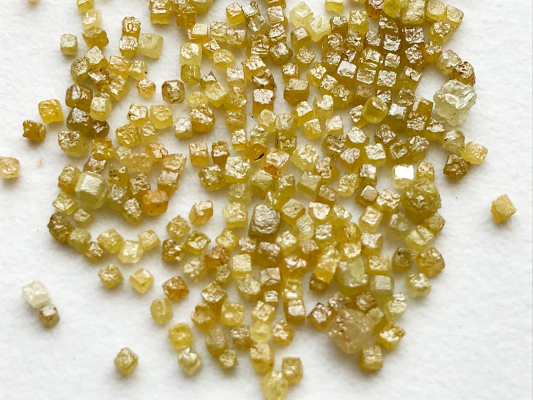 1-2mm Yellow Rough Diamond Perfect Cube, Natural Yellow Tiny Raw ...