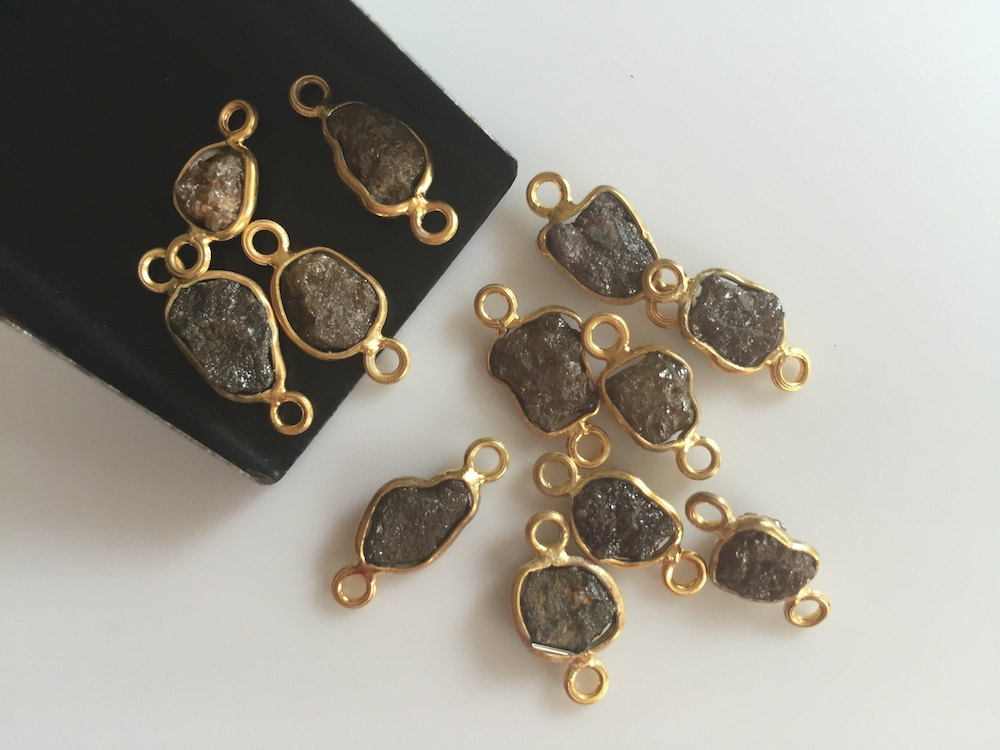 6-7mm Brown Raw Diamond Single Loop Connectors 925 Silver - Etsy