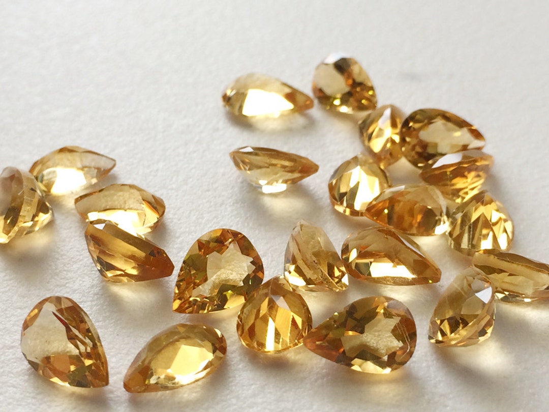 6x9mm Citrine Pear Cut Stone, Citrine Pear Faceted Calibrated, Citrine ...