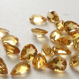 6x9mm Citrine Pear Cut Stone, Citrine Pear Faceted Calibrated, Citrine ...
