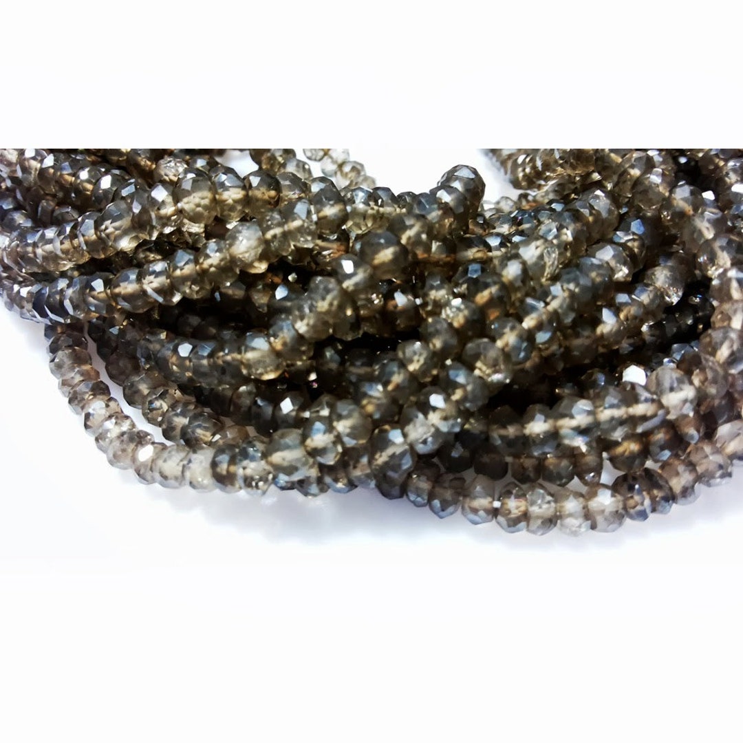 3.5-4mm Mystic Smoky Quartz Beads, Smoky Quartz Coated Rondelle Beads ...