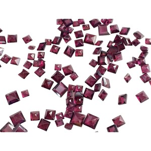 3-5mm Garnet Square Gemstones, Loose Garnet Faceted Lot, Garnet ...
