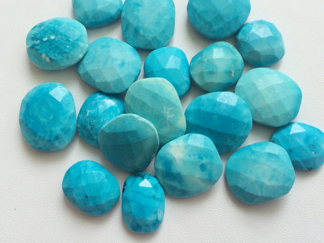 11-17mm Howlite Turquoise Double Side Checker Cut, Turquoise Both Side ...