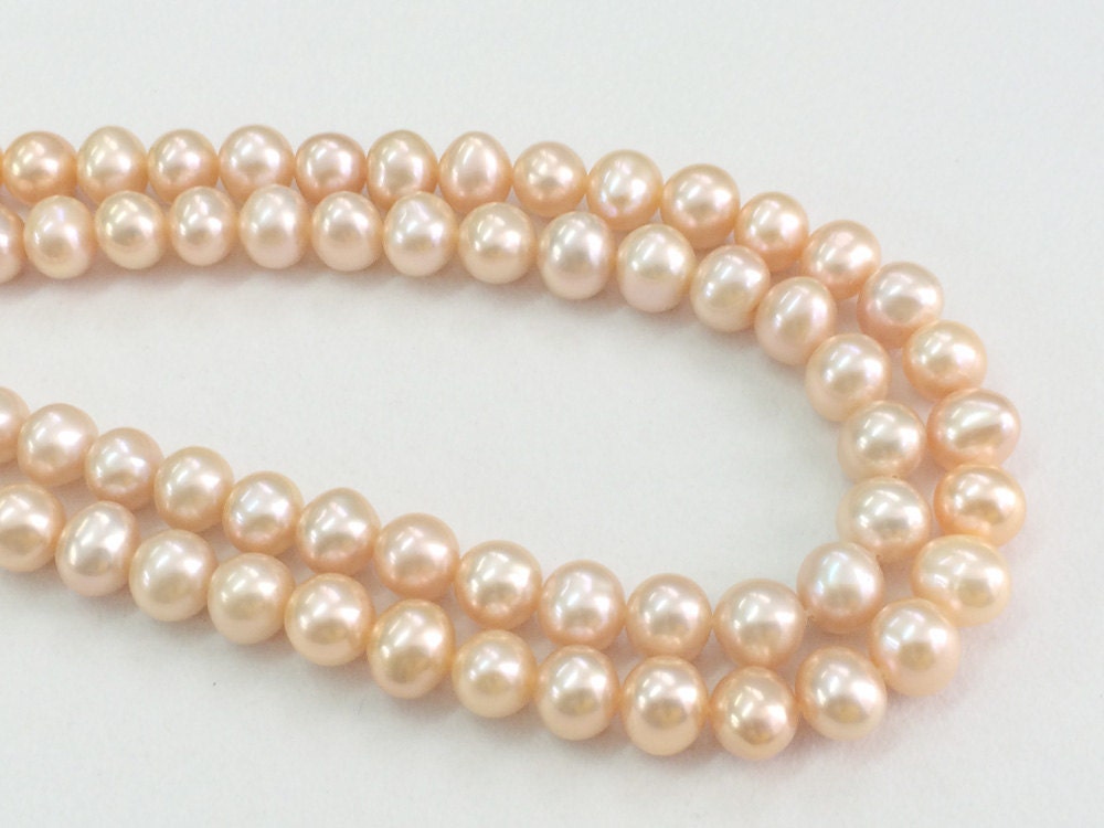 7-7.5mm Peach Color Pearls Natural Fresh Water Round Pearls - Etsy