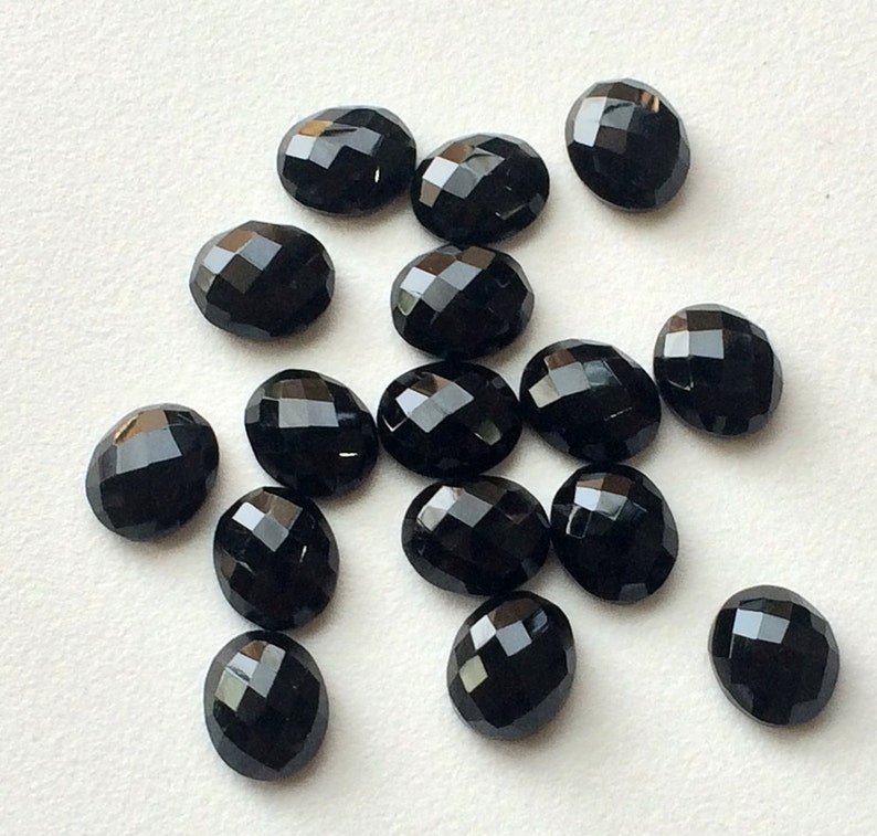 10x12mm Black Onyx Oval Rose Cut Flat Back Cabochon, Black Onyx Rosecut ...