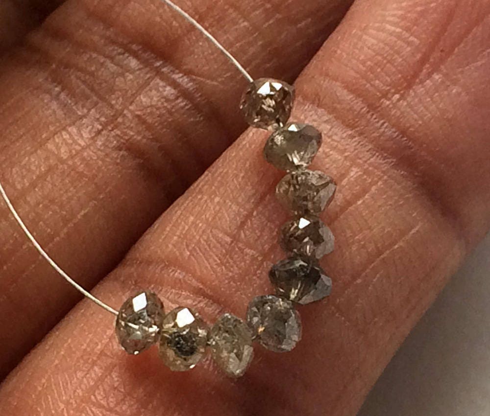 3-3.2mm Champagne Sparkling Faceted Diamond Rondelle Beads, Diamond ...