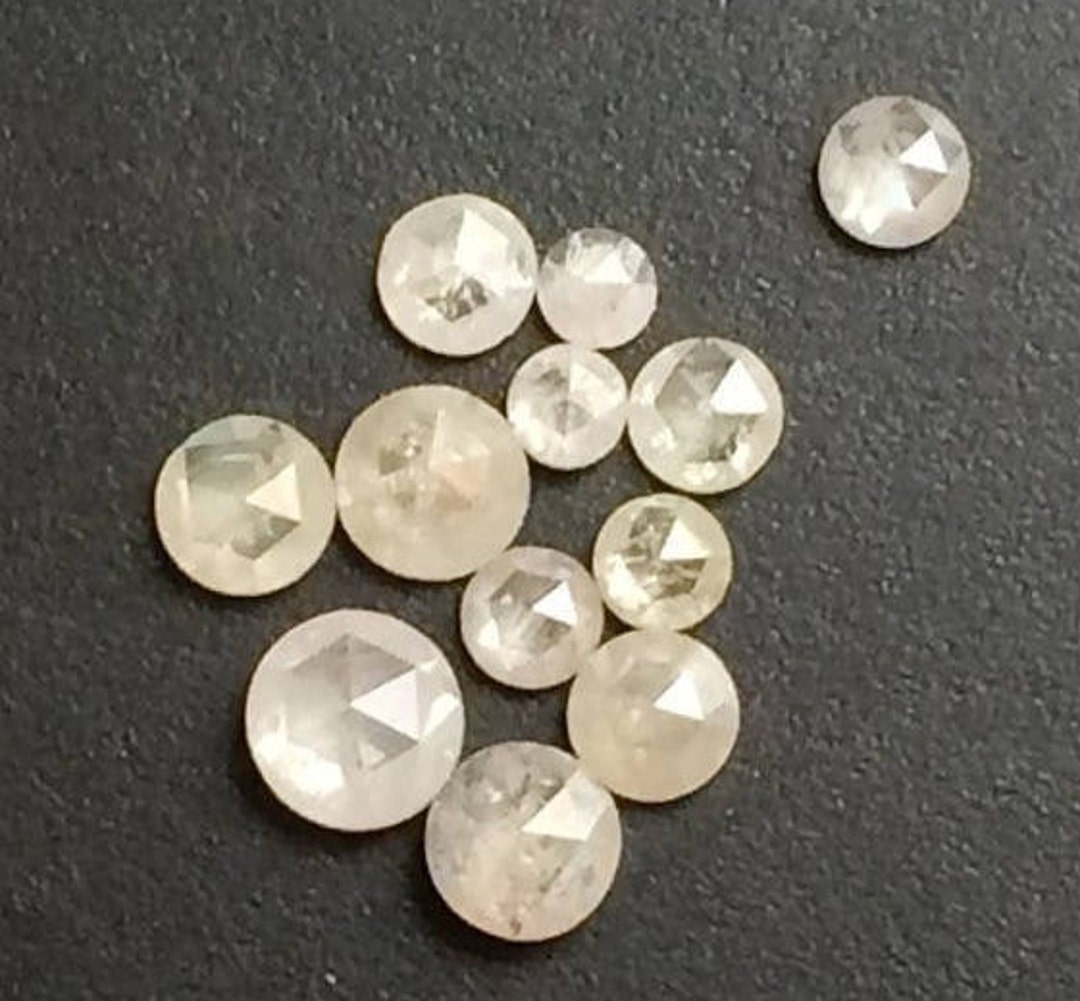 White Diamonds, 2-2.5mm NATURAL Diamond, Round Rose Cut Flat Back ...