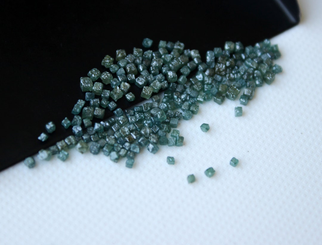 1-2mm Blue Green Diamond Cubes Conflict Free Raw Diamond Box, Blue ...