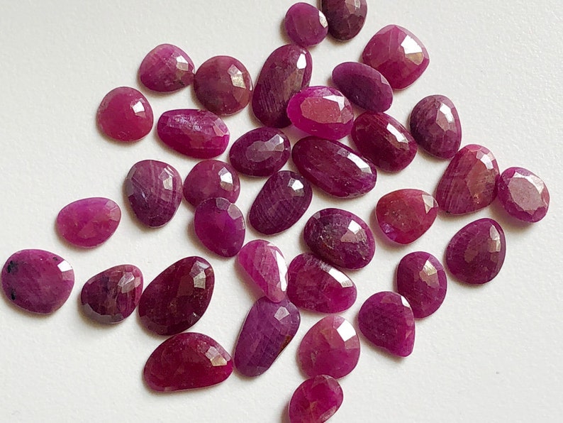 8-12mm Ruby Rose Cut Cabochons Natural Ruby Rose Cut Flat | Etsy