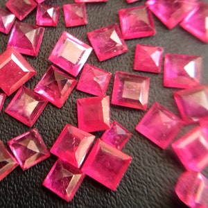 2-3.5mm Ruby Mozambique Princess Cut Stone, Natural Ruby Faceted Square ...