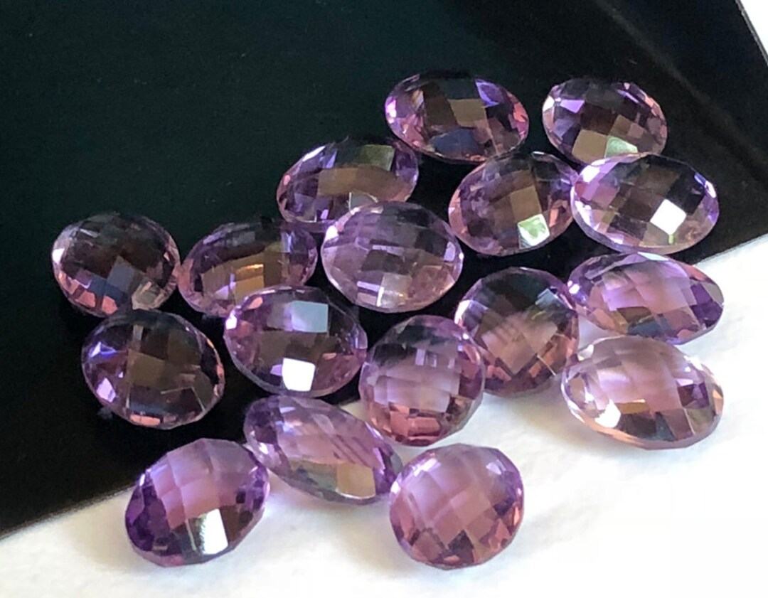 8x10mm Amethyst Cabochon Both Side Checker Cut Natural Oval - Etsy