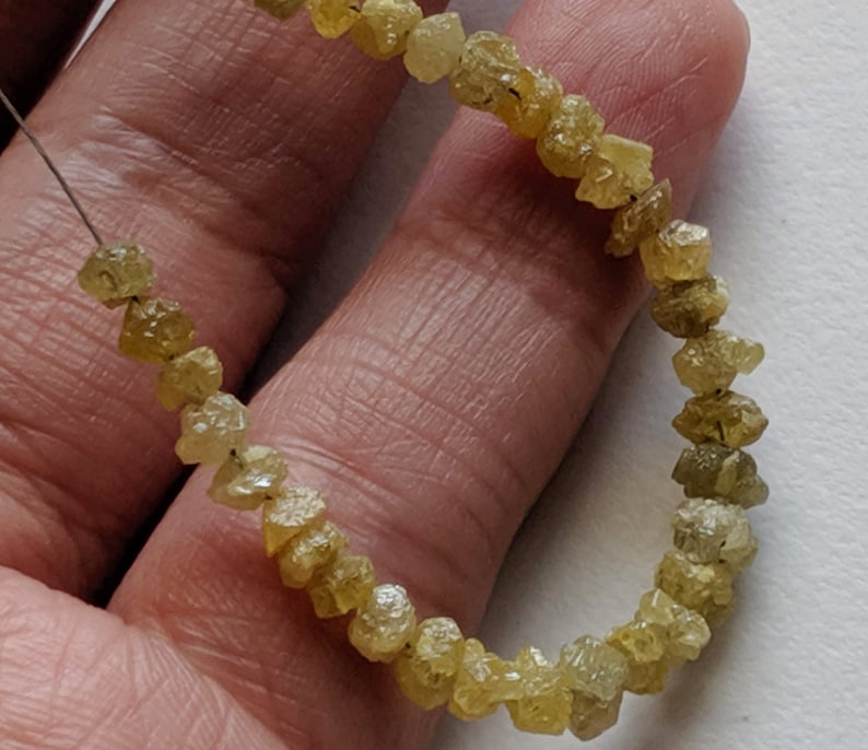 3.5-5mm Raw Yellow Diamond Beads, Natural Rough Yellow Diamond Beads ...
