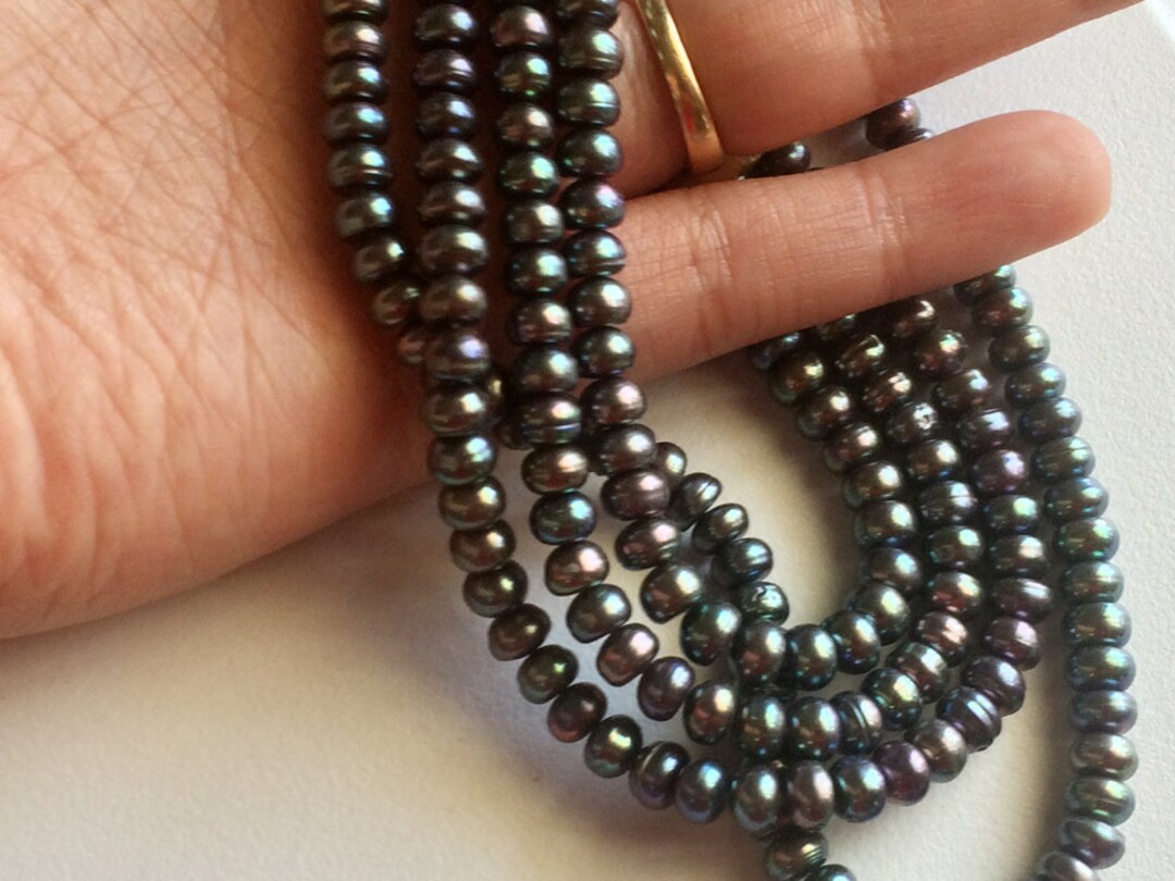 5.5mm Rainbow Peacock Blue Color Pearls, Natural Fresh Water Corn ...