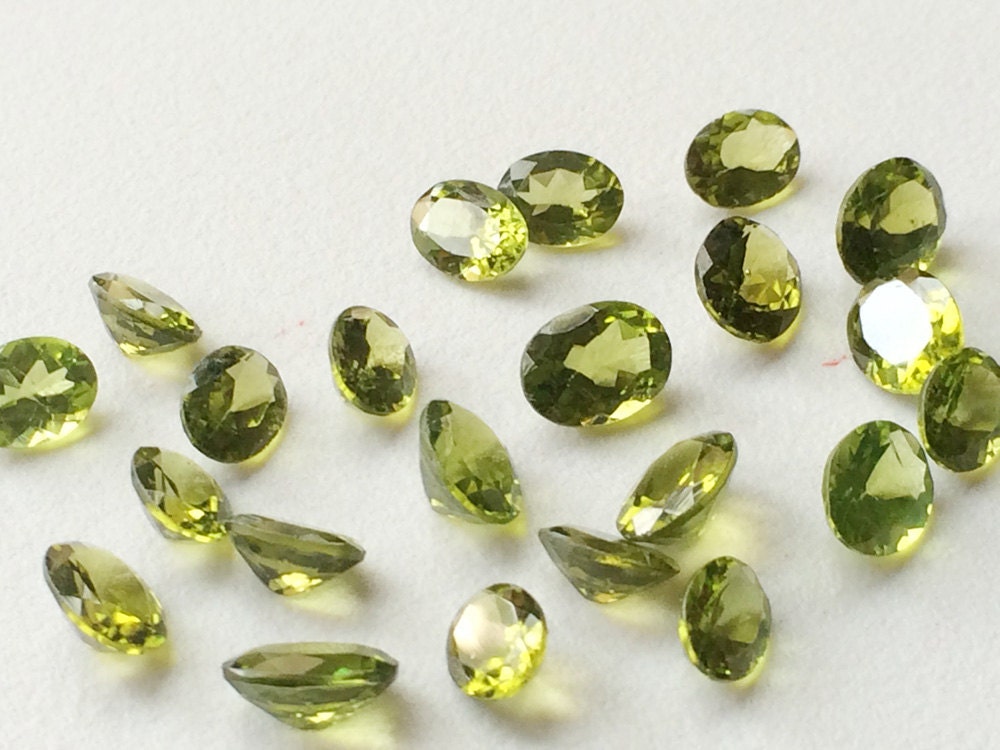 4x6mm Peridot Oval Cut Stone Natural Faceted Oval Full Cut - Etsy
