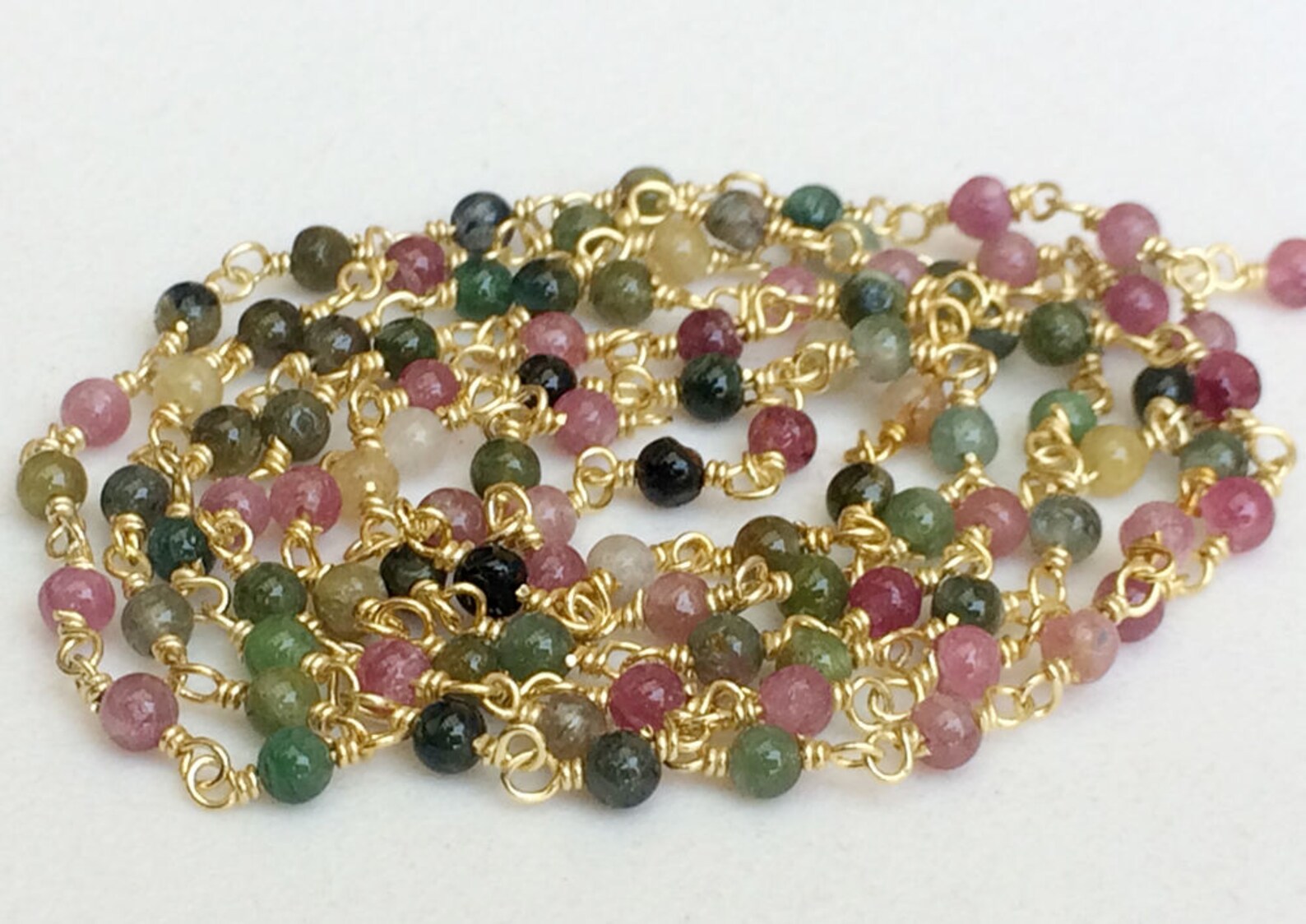 3mm Multi Tourmaline Plain Round Beads Connector Chains in 925 - Etsy