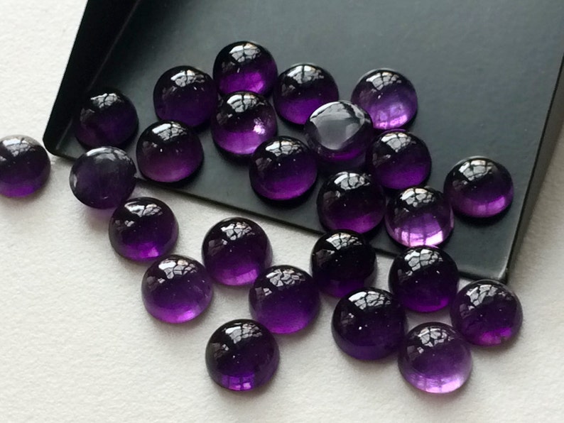 8mm Amethyst Cabochon Lot Amethyst Round Plain Flat Back - Etsy