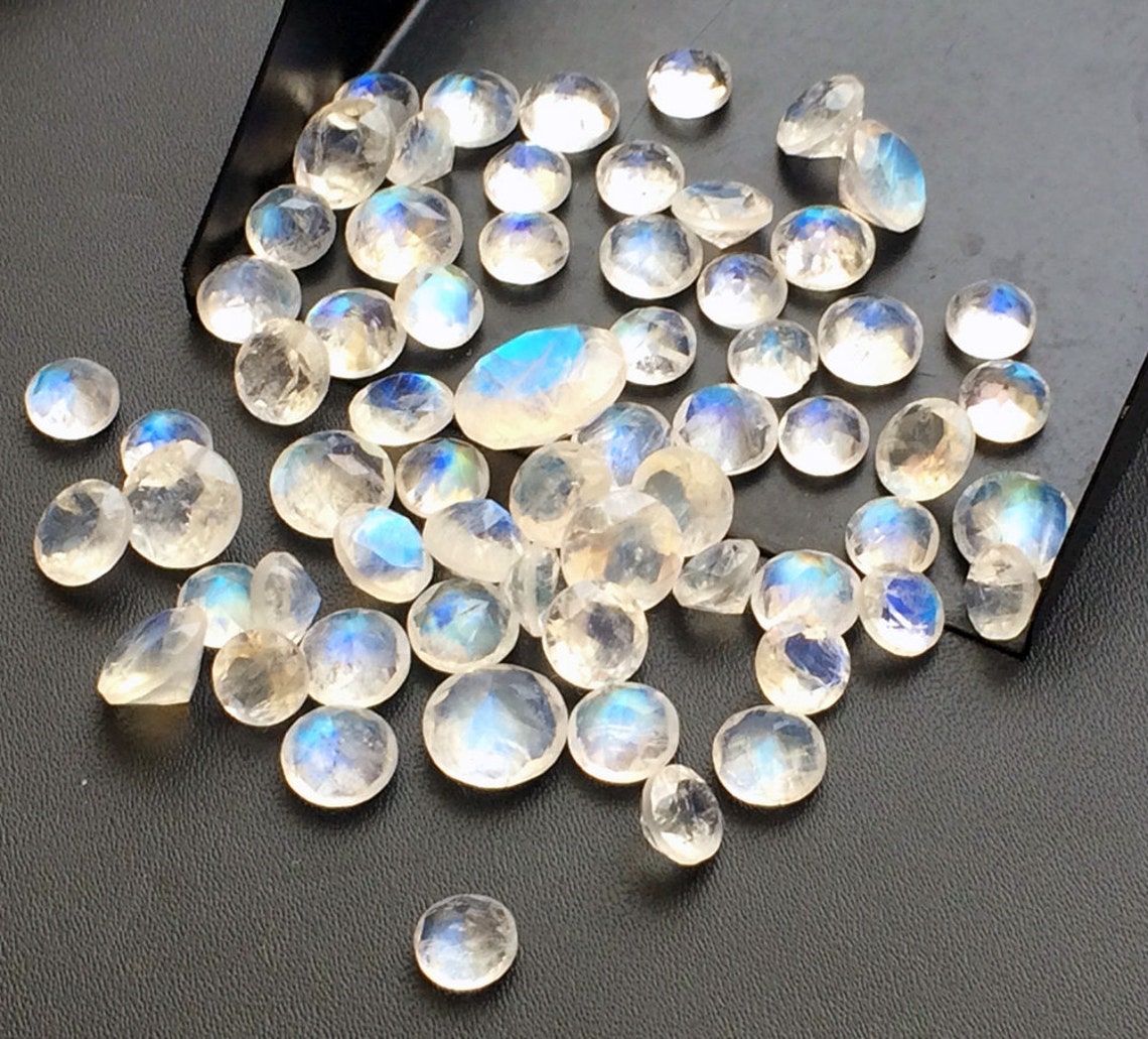 8mm Rainbow Moonstone Faceted Round Cut for Ring, Loose Rainbow ...