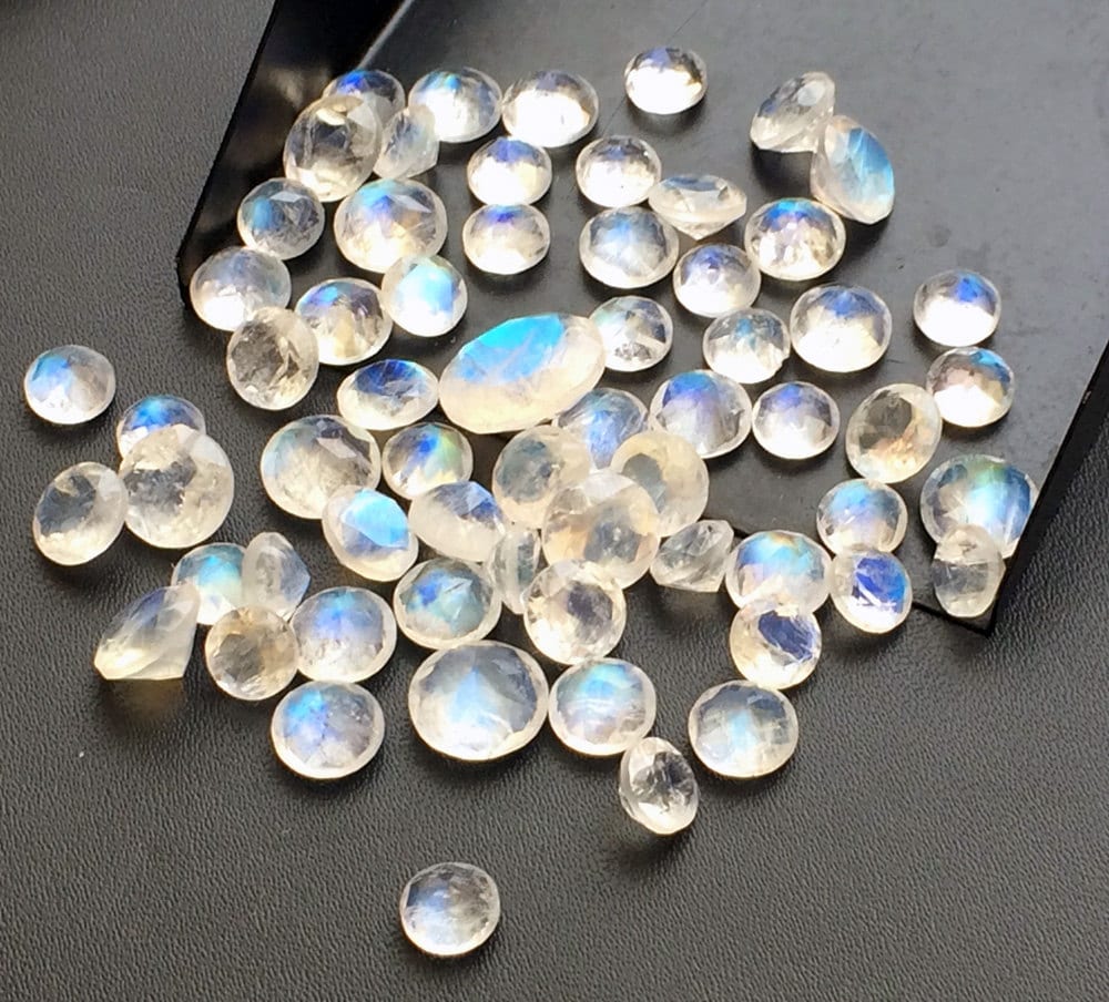 8mm Rainbow Moonstone Faceted Round Cut For Ring Loose | Etsy