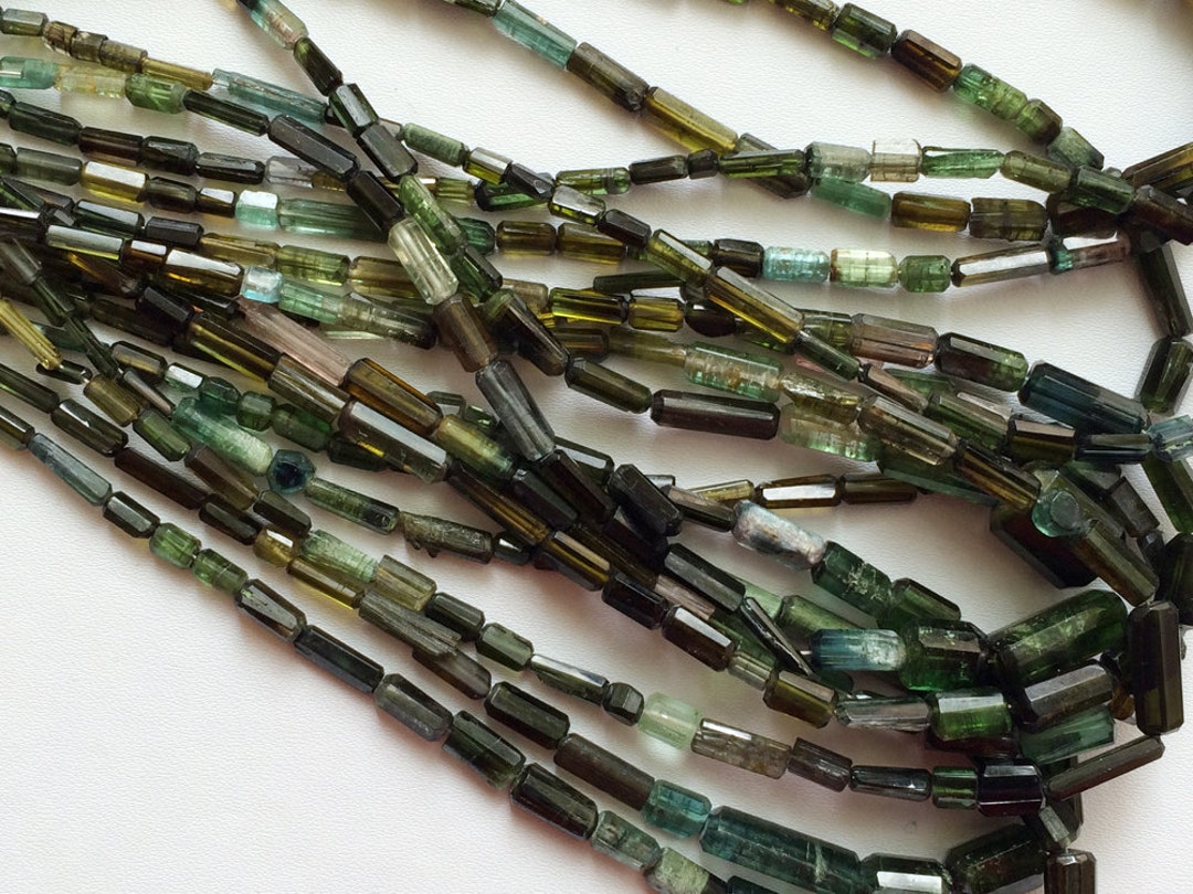 4-11mm Rare Tourmaline Beads, Green Tourmaline Faceted Pipes for ...