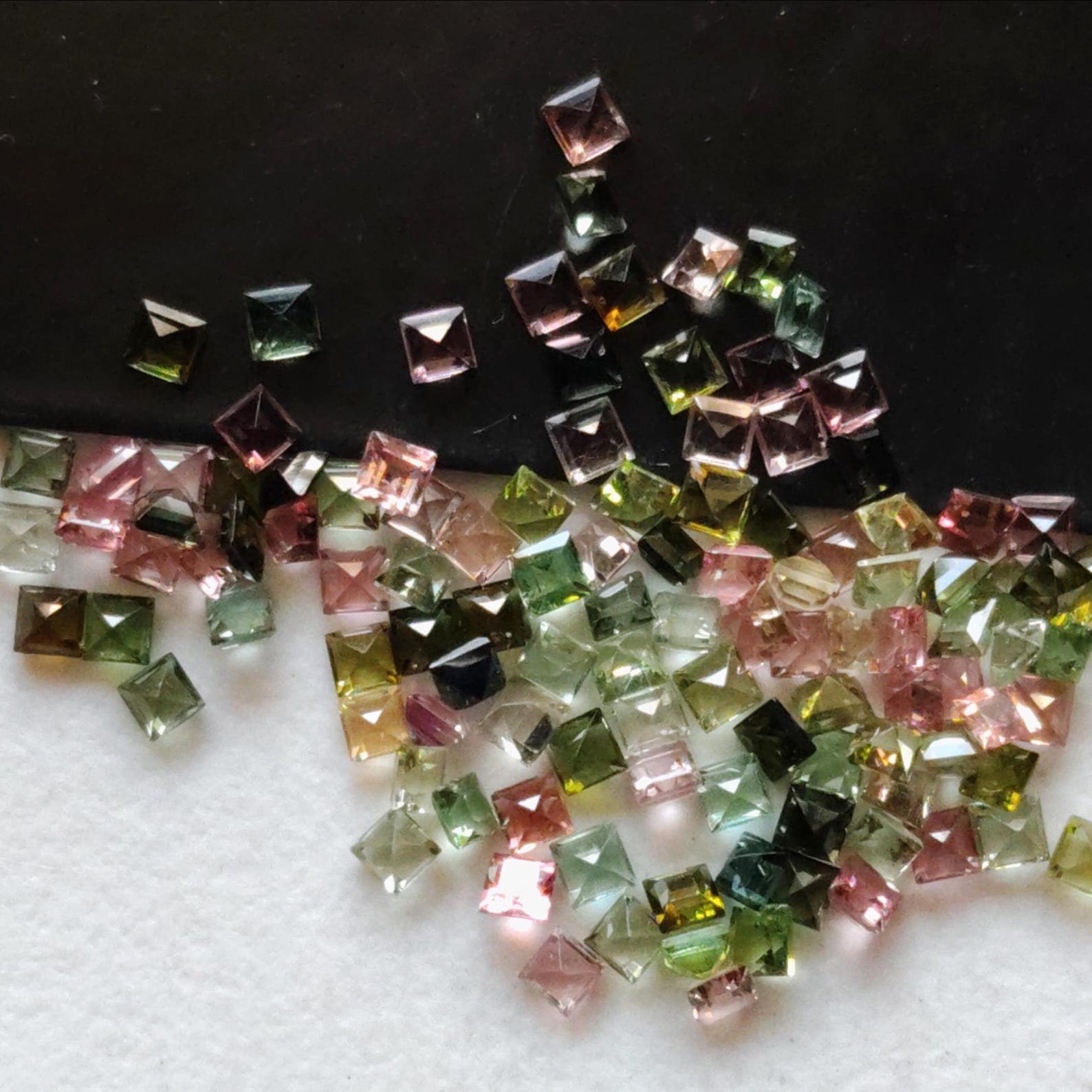 2mm Multi Tourmaline Princess Shape Cut Stones, Natural Faceted Multi ...